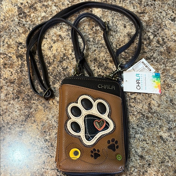 Chala | Bags | Chala Tan And Black Dog Paw Convertible Crossbody With ...